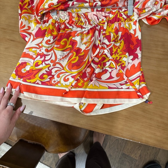 Zara | Shorts | Zara Red And Orange Patterned Shorts Note Matching ...